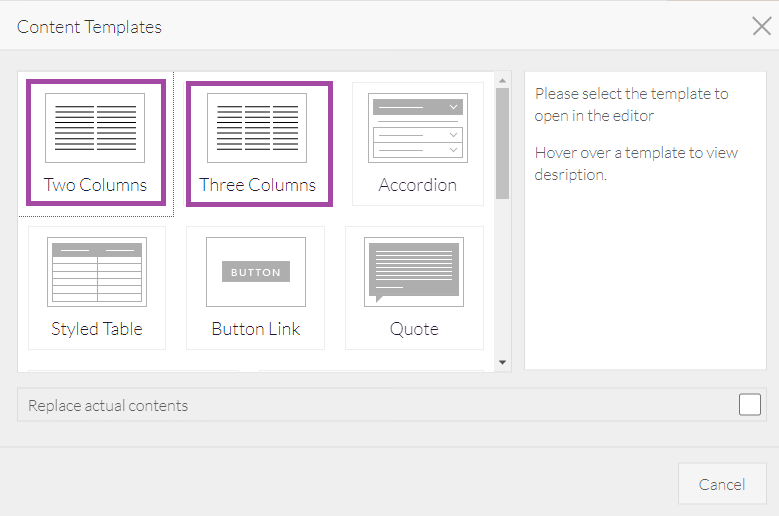 Using the Column Template – Juniper Websites Help Centre